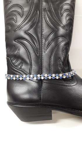 Cowboy Boot Chains Blue and Clear Austrian Crystals Western Line Dance ...