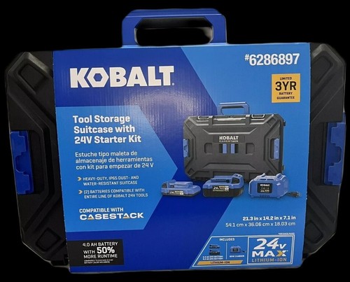 Kobalt 24V 2.0 & 4.0 Ah Lithium-Ion Battery - Charger & Casestack Tool ...
