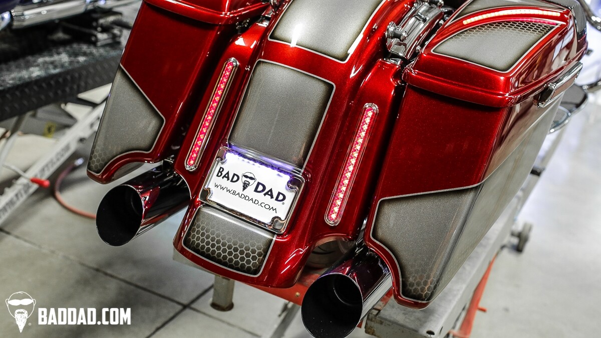 Bad Dad Race Series Stretched Rear Fender Saddlebag Kit Package Harley ...