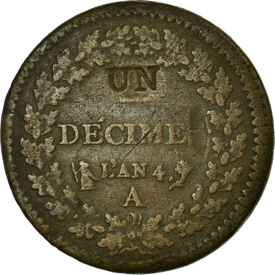 [#13567] Coin, France, Dupré, Decime, 1795, Paris, VF(20-25), Bronze ...