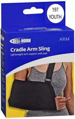 DJO Bell-Horn Cradle Arm Sling (Size: Youth) Black (Depth 8" Length 13 ...