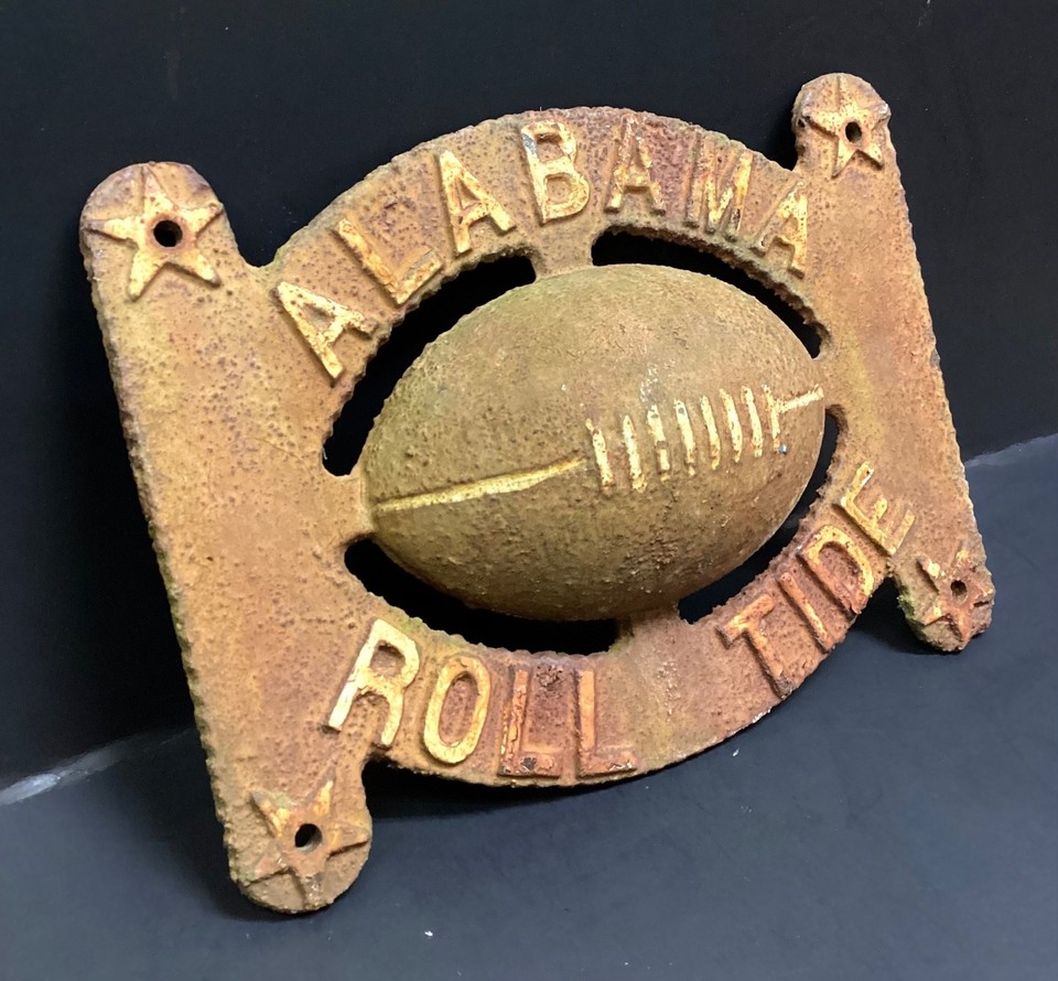 Vintage EXTREMELY RARE Cast Iron Alabama Roll Tide Booster Plate | eBay