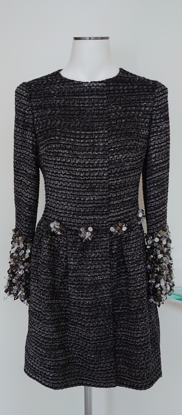 100%AUTH CHANEL 15K Grey CRYSTAL ENCRUSTED LESAGE Twe… - Gem