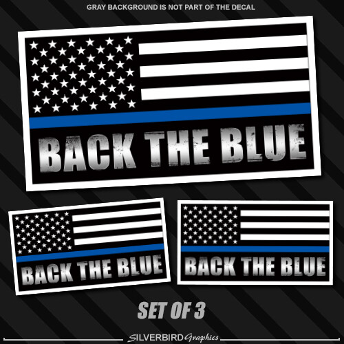 3x Blue Lives Matter Back the Blue Flag Sticker thin line American ...