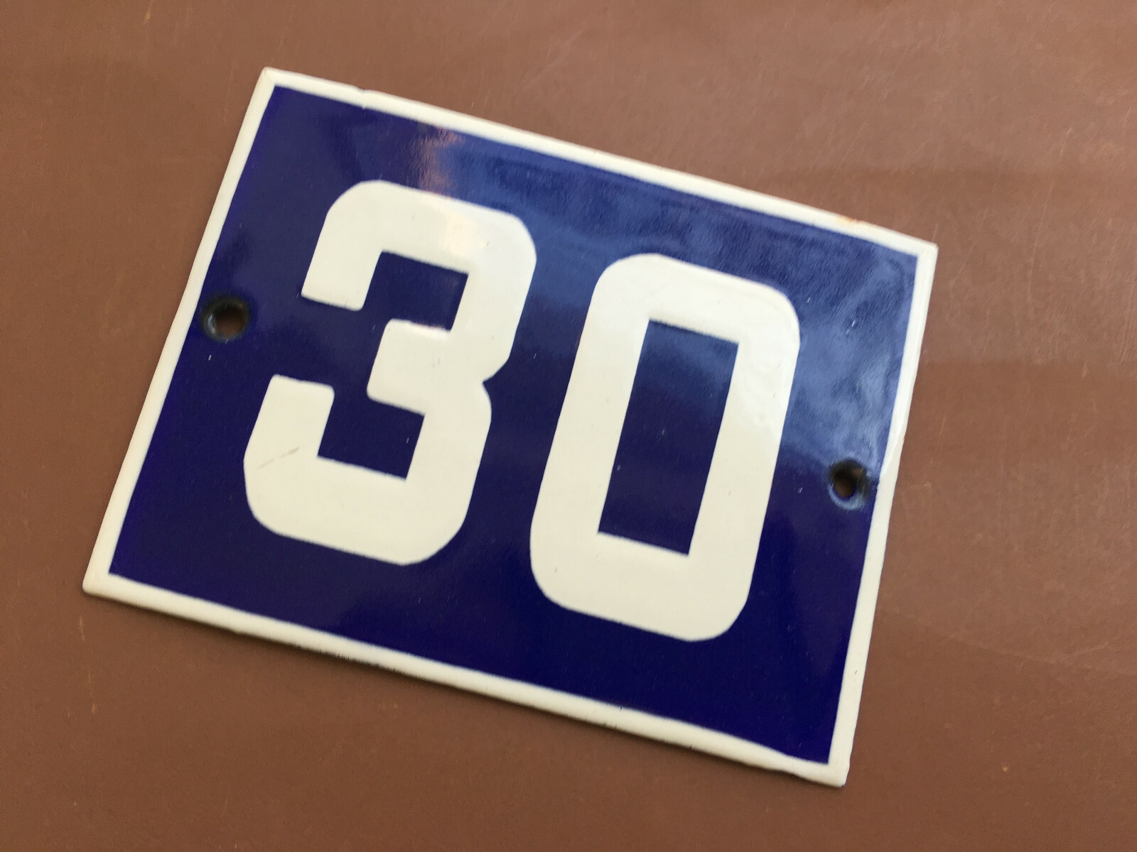 ANTIQUE VINTAGE FRENCH ENAMEL SIGN HOUSE NUMBER 30 DOOR GATE SIGN BLUE ...