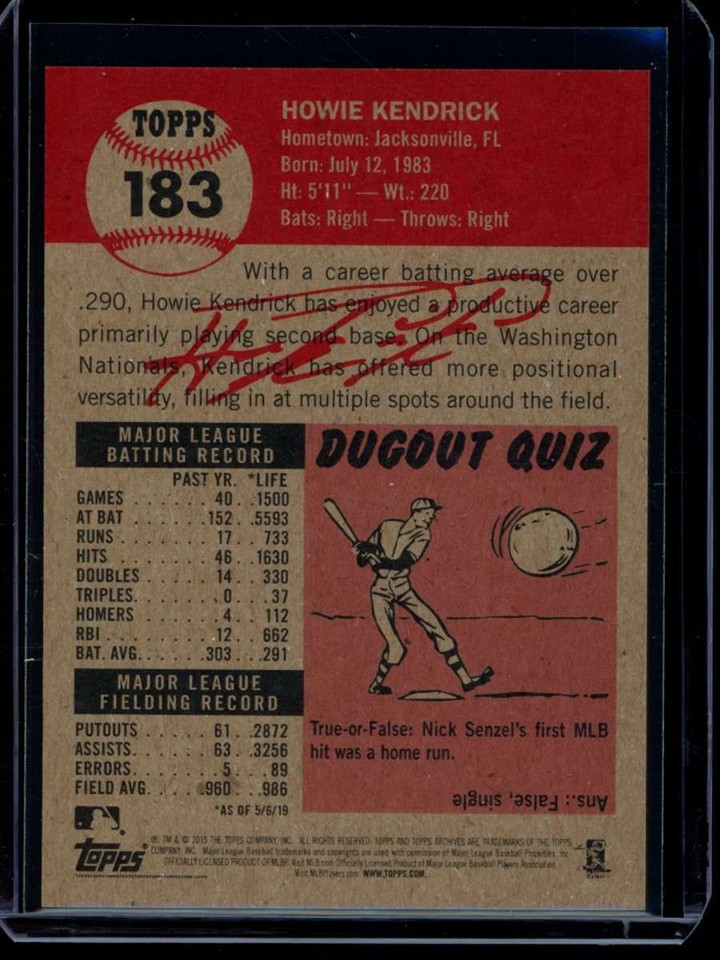 2019 Topps Living Set #183 Howie Kendrick Card (Qty) | eBay