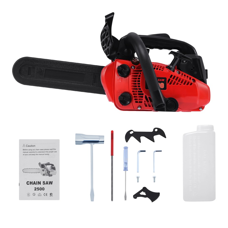 25.4CC Top Handle Gas Chainsaw 10'' Gasoline Powered Chain Saw 2-Stroke ...
