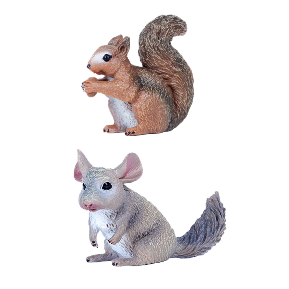2 Pcs Plastic Artificial Squirrel Child Figurines Home Decor | eBay