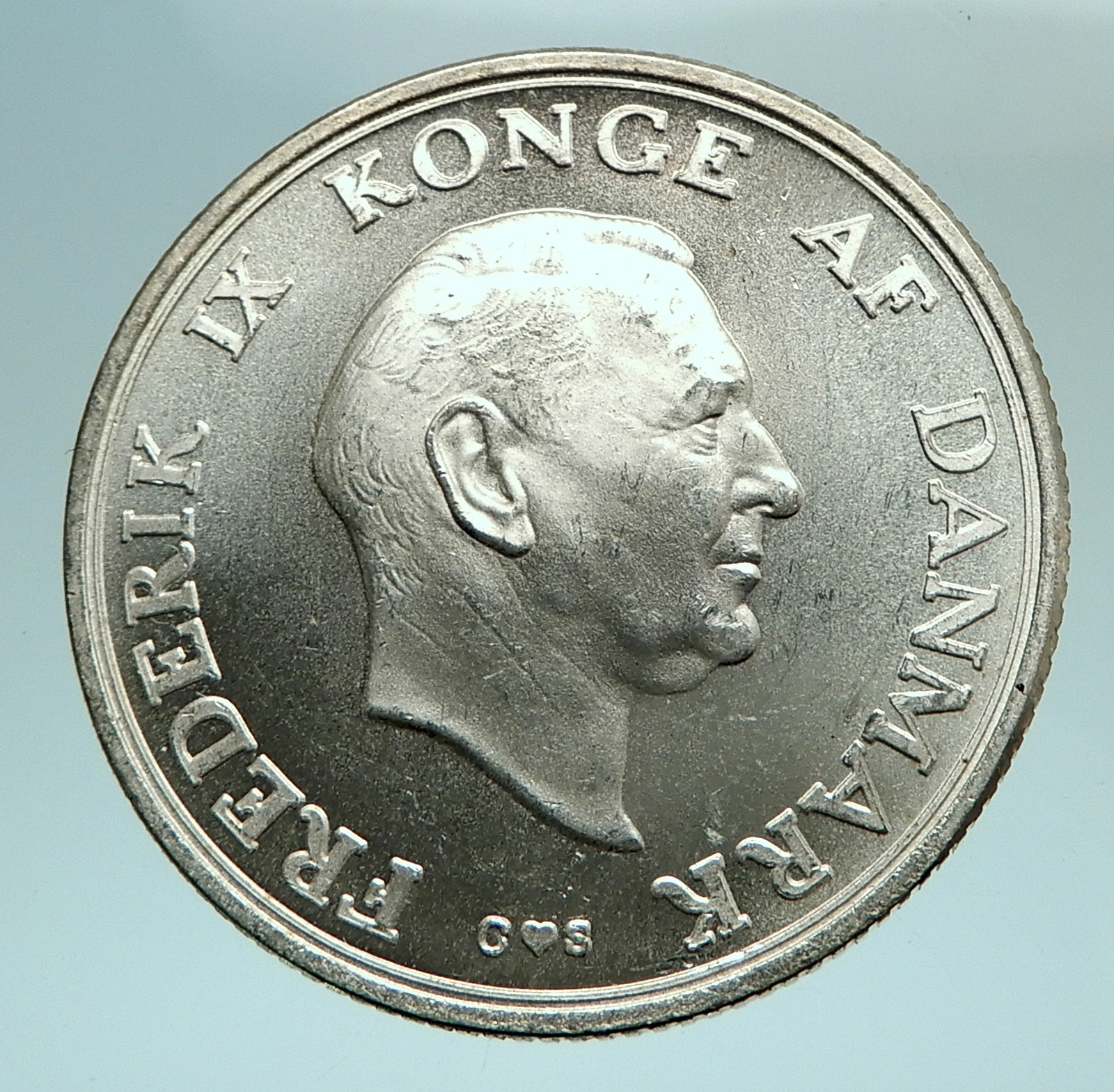 1958 DENMARK Frederick IX Princess Margrethe Antique Silver 2 Kroner ...