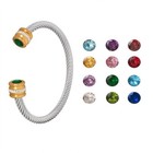 Woman 18k Gold Plated Stainless Steel CZ Bangle Bracelet Cuff Wristband ...