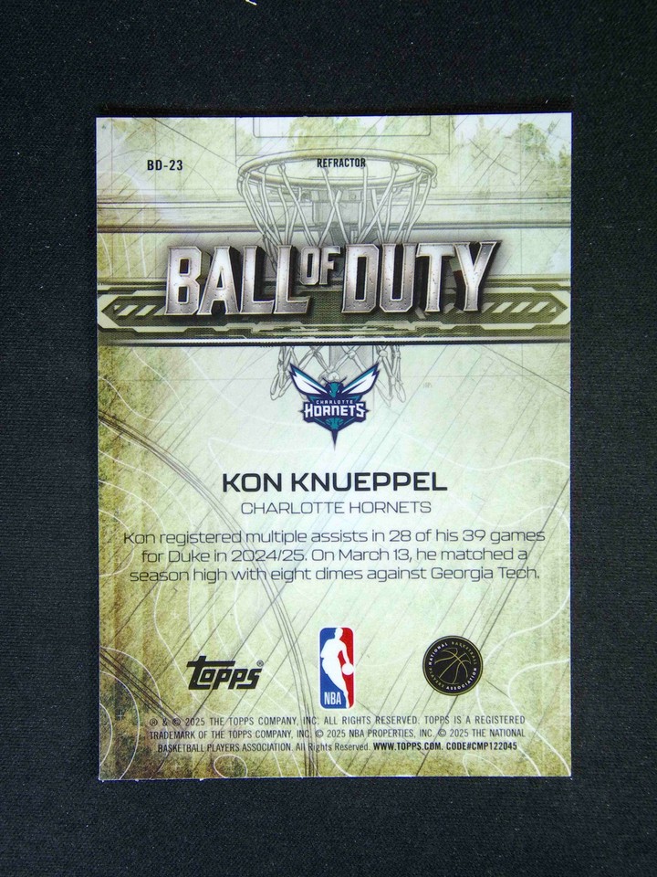 2025-26 Topps Chrome Kon Knueppel RC Rookie Ball of Duty Refractor Case ...