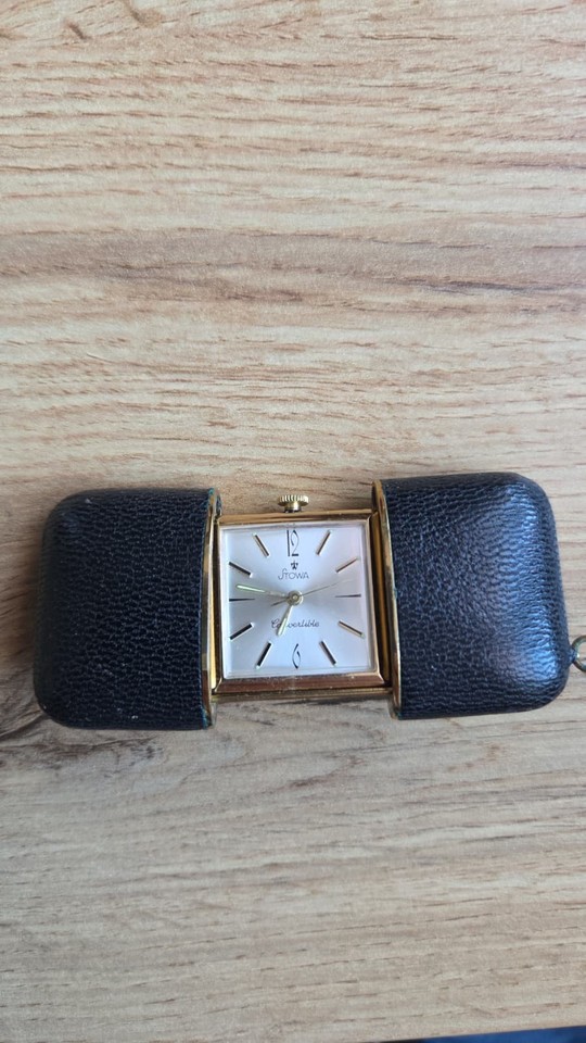 RARE VINTAGE 50s/60s XXS TRAVEL CLOCK STOWA CONVERTIBLE SELTENE ...
