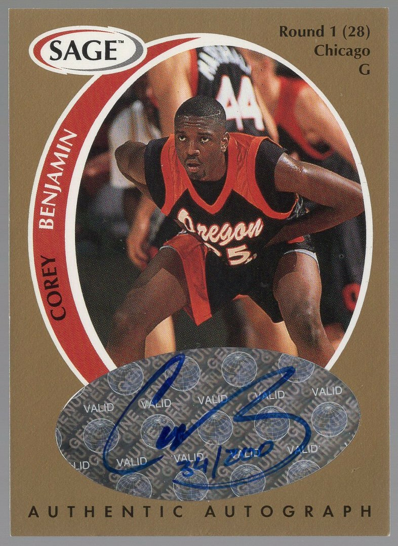 Corey Benjamin 1998 Sage #A2 Autographs Gold /110 Price Guide - Sports ...