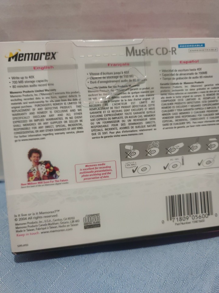 Memorex Music CD-R Recordable Compact Discs 5 pack 700 mb 80 min Brand ...