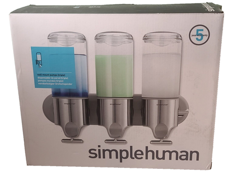Simplehuman Wall Mount Pumps Triple 15fl oz Shower Soap, Shampoo, Conditioner | eBay