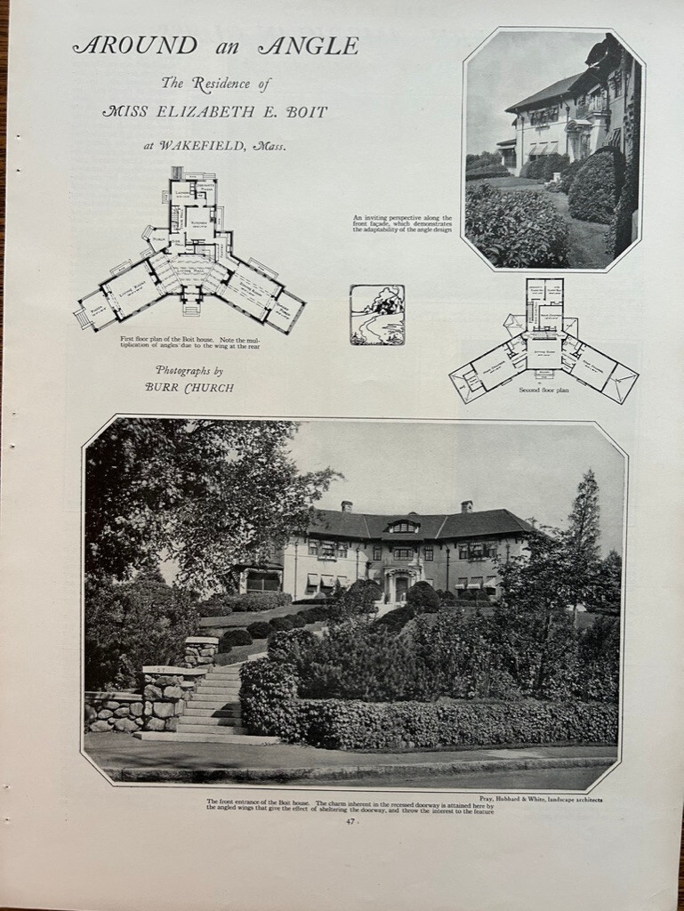 Elizabeth E. Boit Home 1925, Wakefield, MA, Pray, Hubbard & White | eBay
