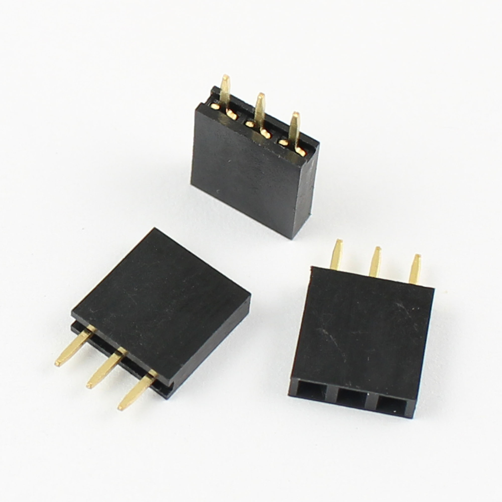 50Pcs 2.54mm Pitch 1x3 Pin 3 Pin Female Single Row Straight Header ...