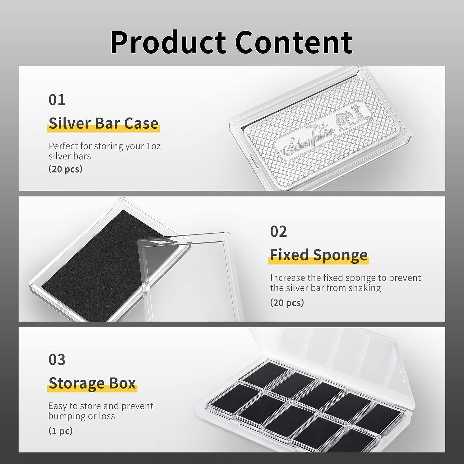 1 Oz Silver Bar Holder, 20 Pcs Silver Bar Capsule Storage Bar Container ...