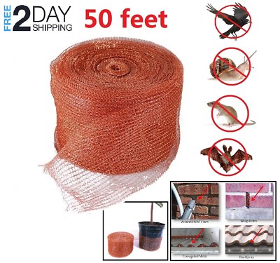 50 ft Pure Copper Mesh Roll Fill Fabric Pest Control Wire Mesh Slugs ...