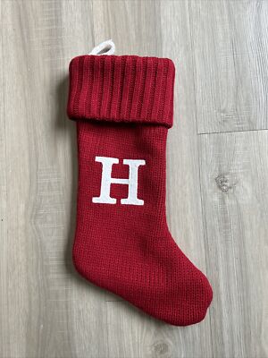 Wondershop Knit Monogram Initial “H” Christmas Stocking Red- White ...