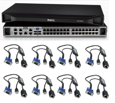 DELL PowerEdge 4322DS 32 port 4 IP KVM Switch + 8 x 0DP880 USB Modules ...