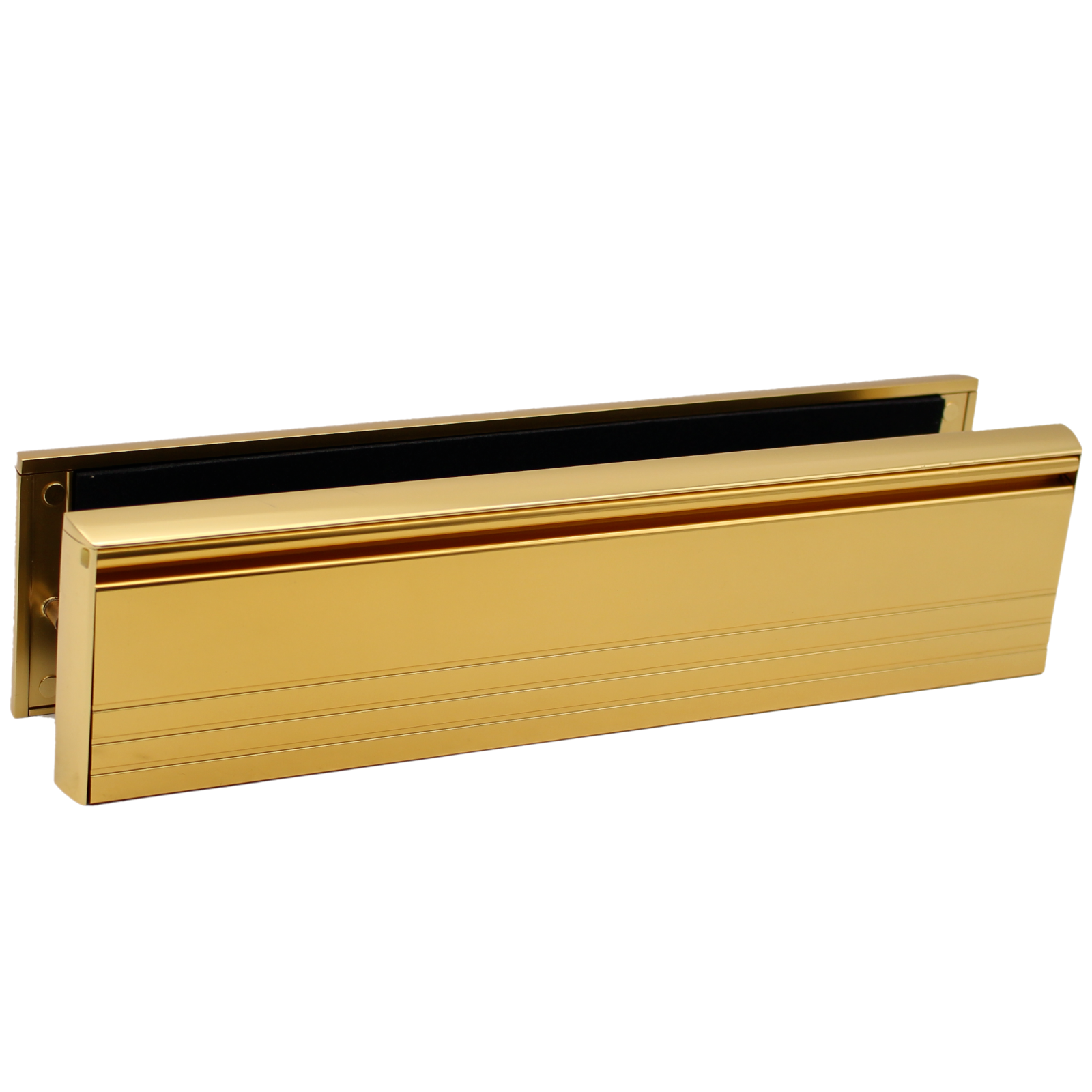 Composite / UPVC door 12" Gold Letterbox Intumescent Fire rated letter ...