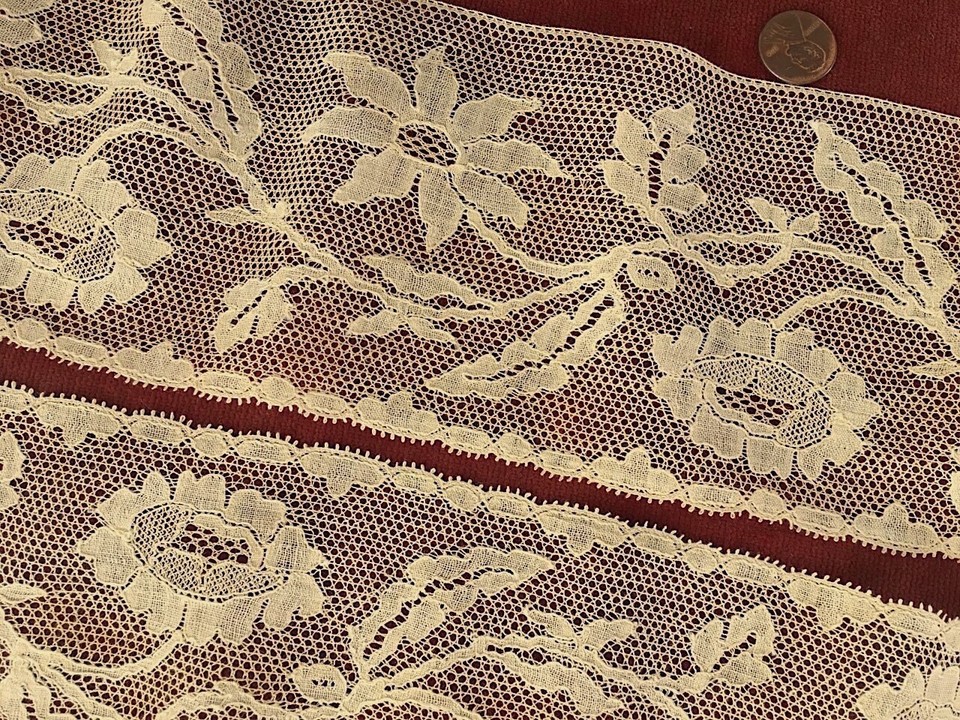 Antique Vintage Lace-WIDE SCALLOPED FRENCH POINT DE PARIS LACE FLOUNCE ...