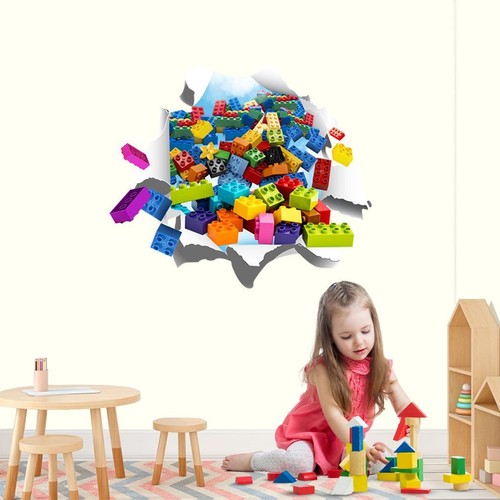 Lego Explosion 3D Ripped Paper Decal WALL STICKER Art Decor Children ...