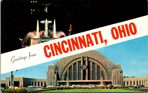 Vintage Cincinnati Ohio Union Terminal Night Fountain Postcard | eBay