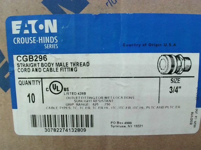 Eaton Crouse-Hinds CGB296 3/4" Straight Body Male Thread (9 PCS) - New ...