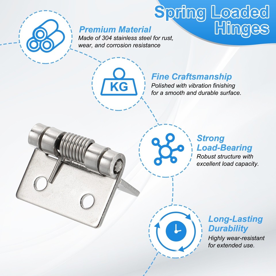 8pcs 1" Spring Loaded Hinges Stainless Steel Self-Opening Small Door ...