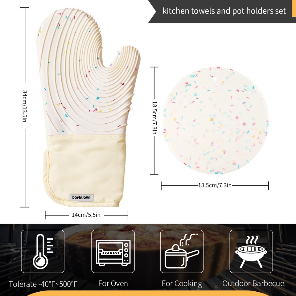 Silicone Mitts Oven,Silicone Oven Mitts Pair,Oven Gloves, BPA-Free ...