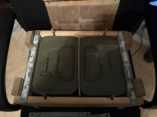 Vintage wood ammo box W/empty Metal Ammo Spam Cans. Vietnam Era 1967 | eBay