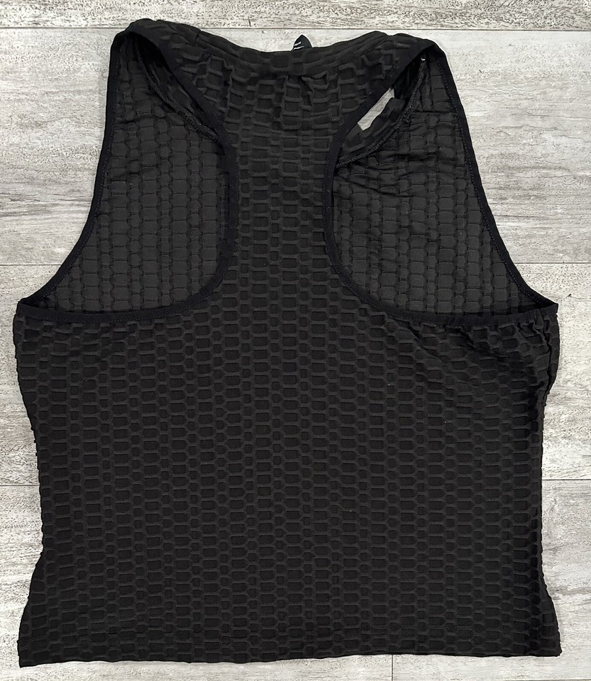 Bebe Ribbed Rhinestone Bling Logo Tank Top Stretchy Jet Black Size XL ...