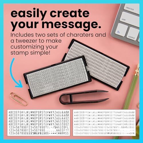 Complete DIY Custom Self-Inking Rubber Stamp Kit with Extra Letters ...