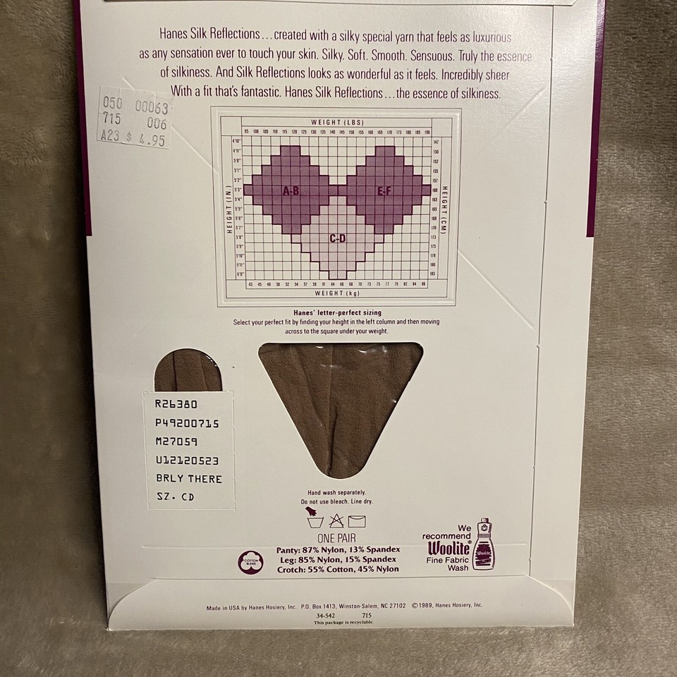 VTG Hanes Silk Reflections Sandalfoot Pantyhose Style 715 Barely There ...
