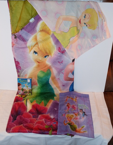 TINKERBELL Fairies Bedding Lot: Sleeping Bag/Sack, 2-Pillowcases ...