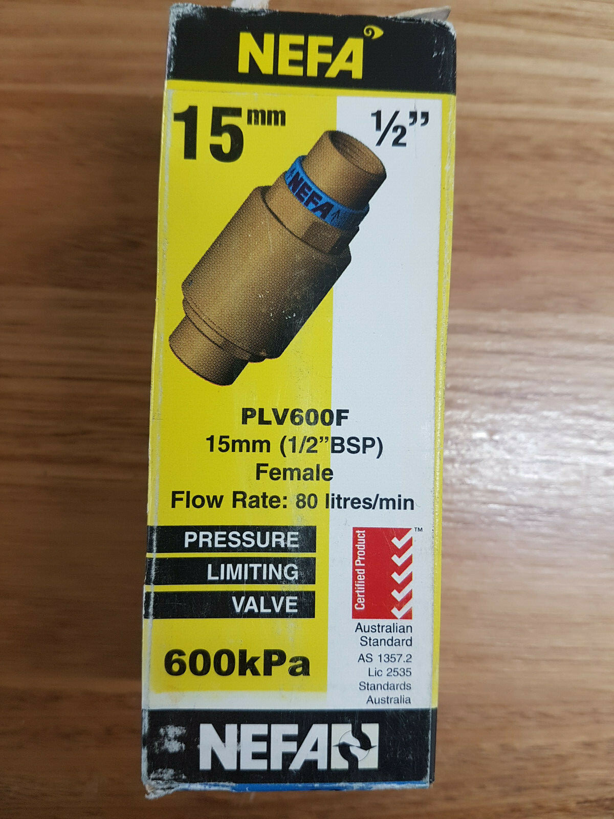 NEFA 600kPa Pressure Limiting Valve 15mm 1/2" BSP PLV600F Female ...