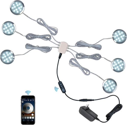 Puck Lights 6 Packs Bluetooth APP Smart Control Dimmable Tact Switch ...