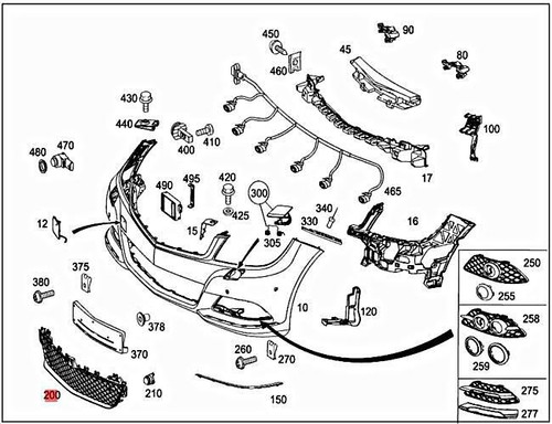 Genuino MERCEDES BBDC C204 S204 W204 Cubierta Parachoques Área ...