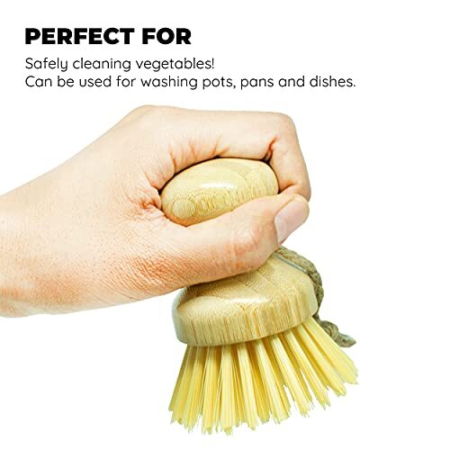 Bamboo Vegetable Palm Brush Round Palm Scrubber For Pots Pans 1 Pack | eBay