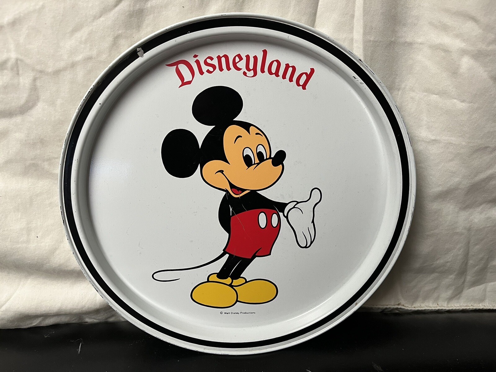 Vintage 70’s DISNEY Disneyland MICKEY MOUSE 11” Round Metal Plate ...