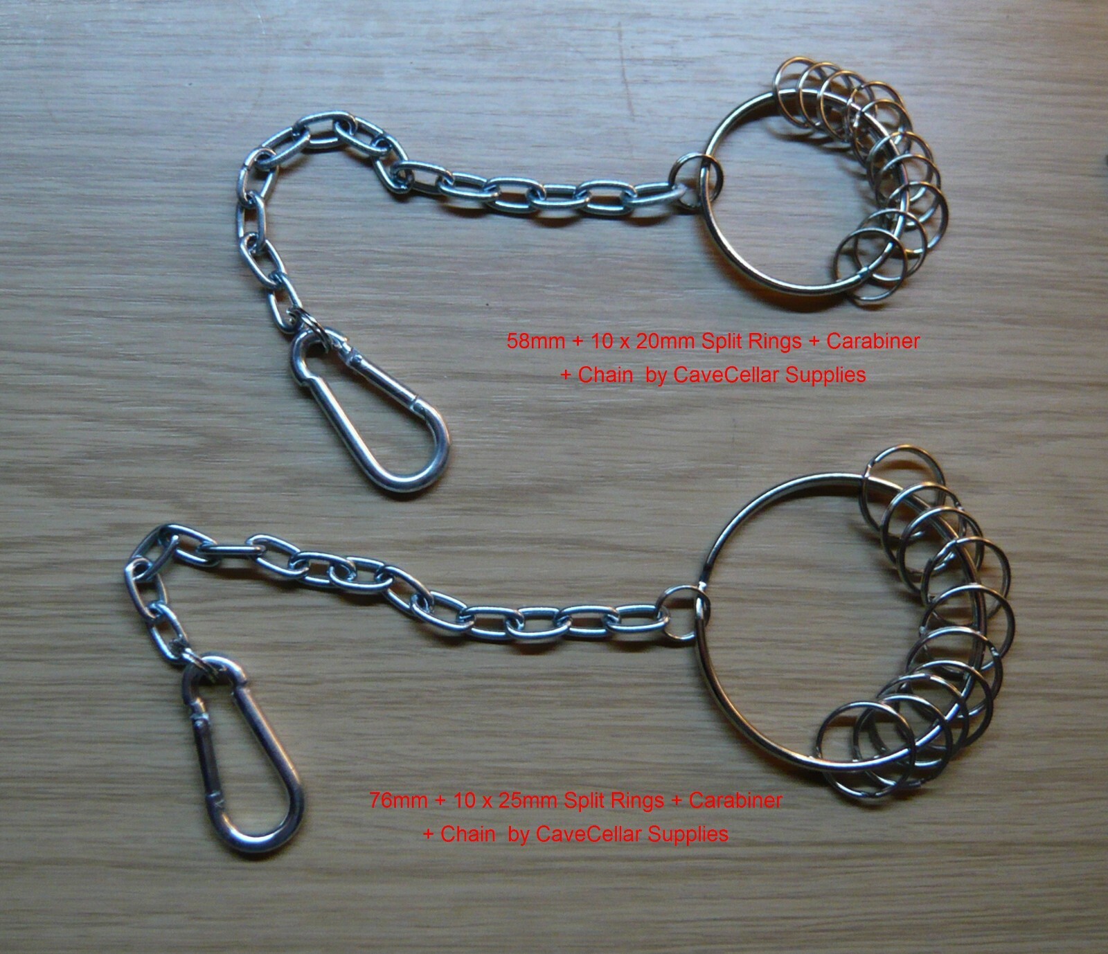76mm JAILERS KEY RING CHAIN 340mm lg HEAVY DUTY WITH SPLIT KEY RINGS ...