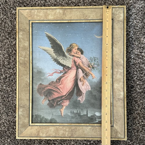 Framed Guardian Angle with Child Picture Canvas Moon 14” X 17” | eBay