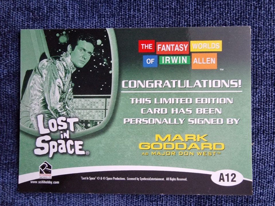 Fantasy Worlds Of Irwin Allen Mark Goddard A12 Autograph Card Lost in ...