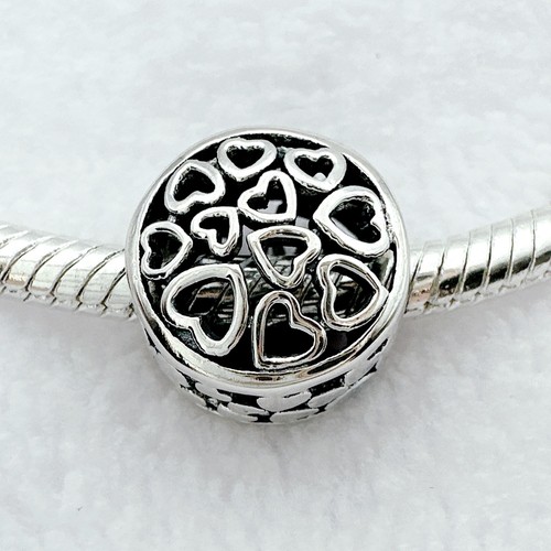 Genuine Authentic Openwork Heart Bead 925 Sterling Silver European Charm | eBay