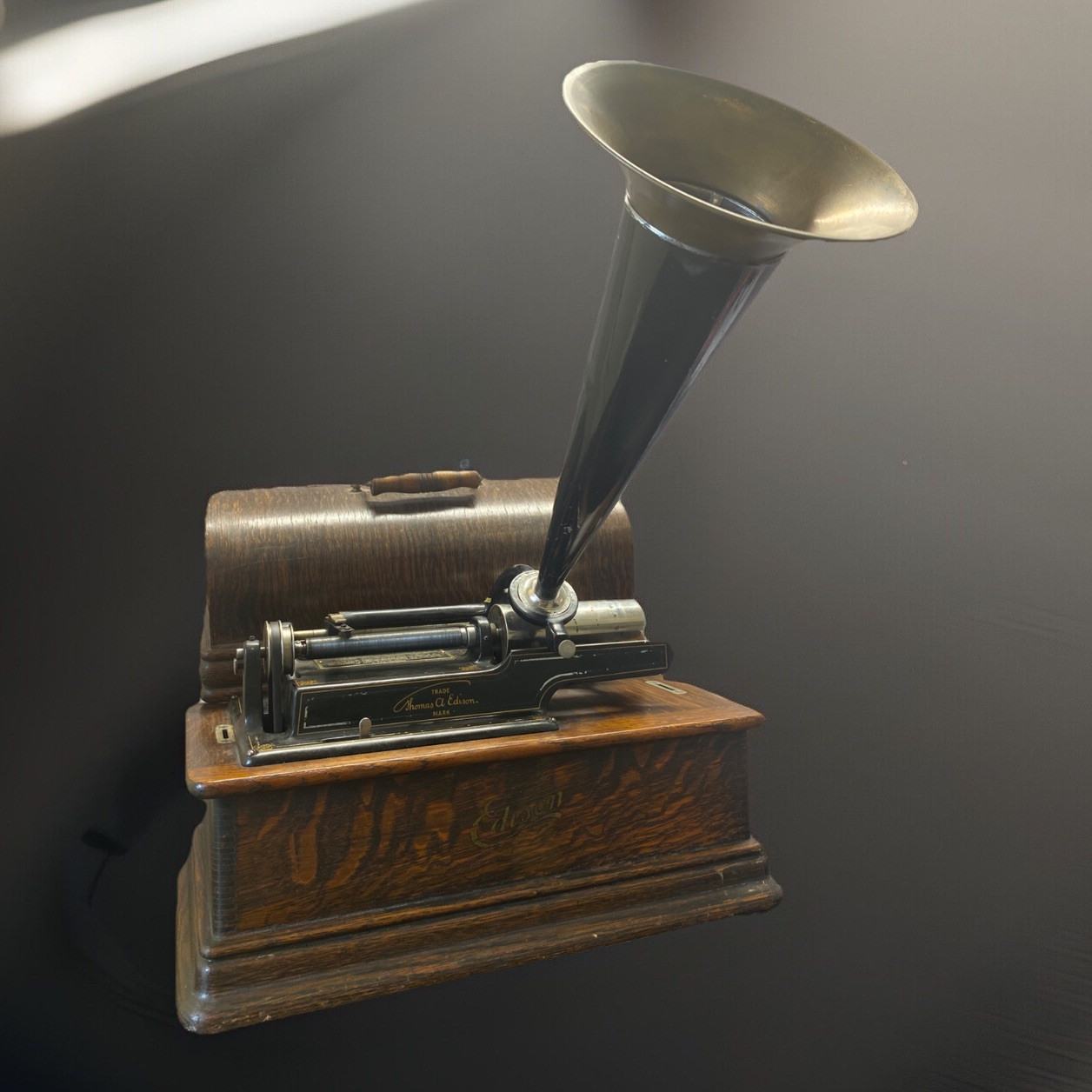 EDISON HOME COMBINATION PHONOGRAPH MODEL D W/ HORN, REPRODUCER, & CASEの ...