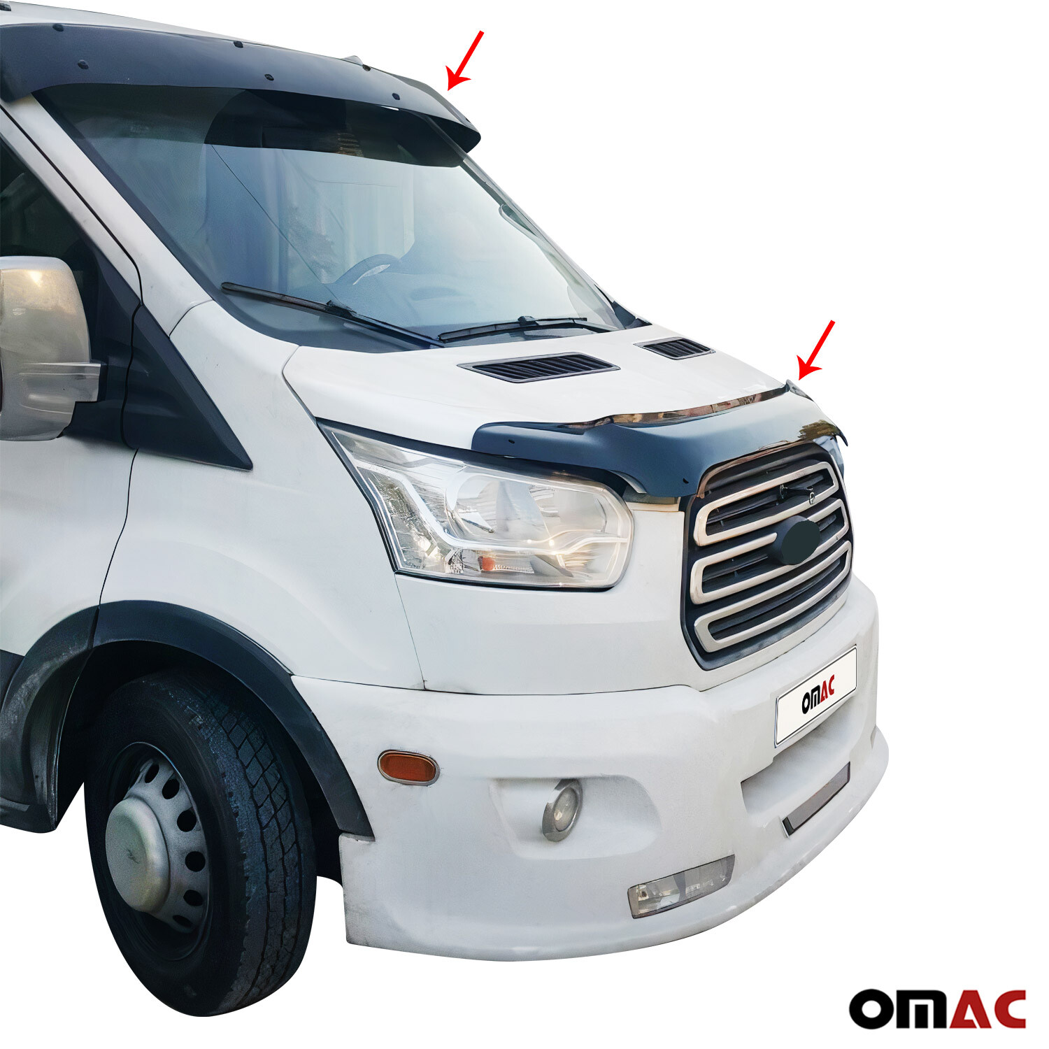 For Ford Transit Front Styling Bug Shield & Sun Visor Set 2015-2019 ...