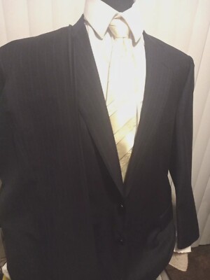 Hickey Freeman Collection Mens Blue Pinstripe Suit Size 44 Regular Pre ...