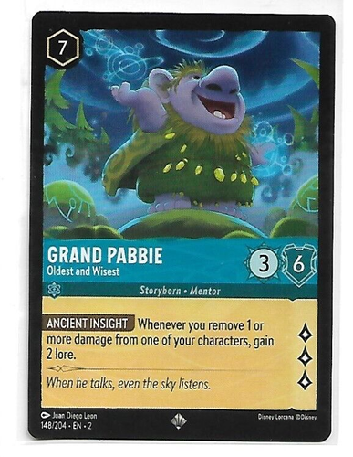 Grand Pabbie Oldest and Wisest 148/204 EN2 Super Rare Disney Lorcana NM ...